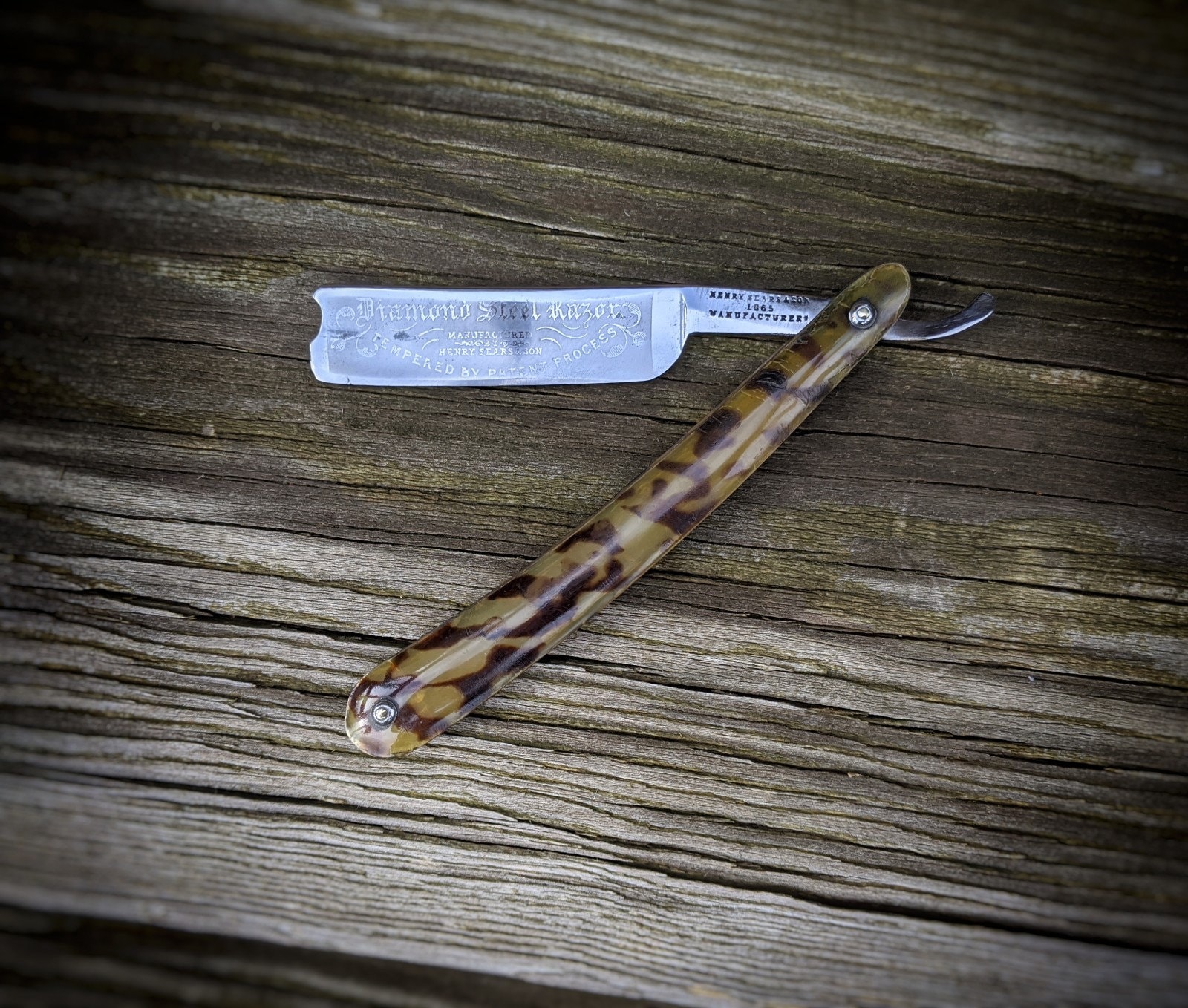 Rare Antique henry sears & son Diamond Steel straight razor shave ready