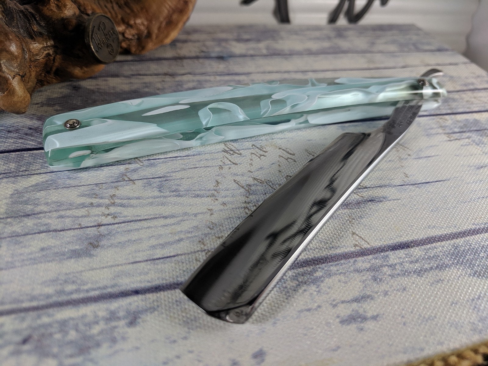 4/8 Hollinger Hand Made Straight Razor Custom Scales Fremont Ohio