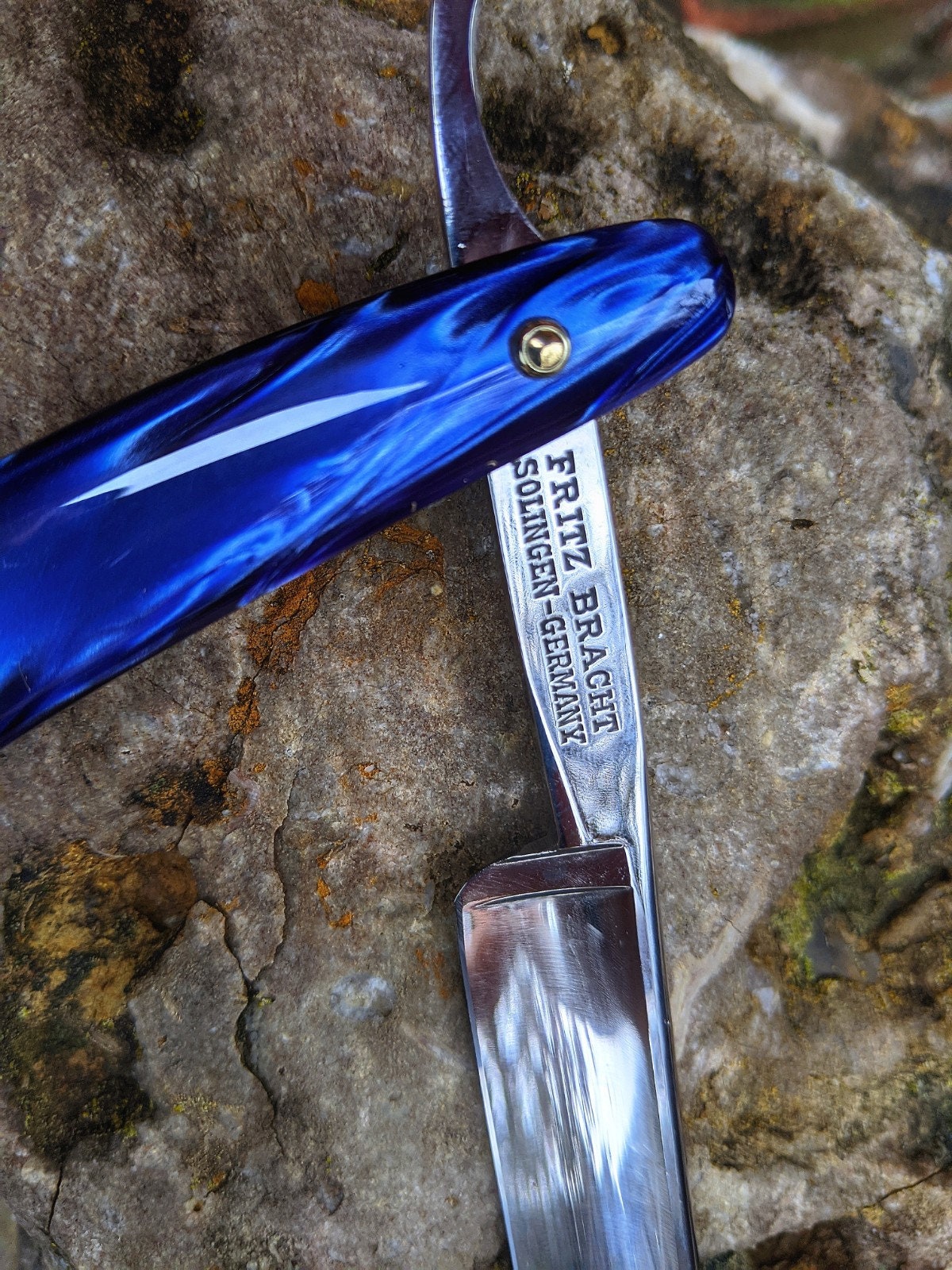 Custom Vintage Dovo Tennis Straight Razor that is 11/16 Blue Scales ...