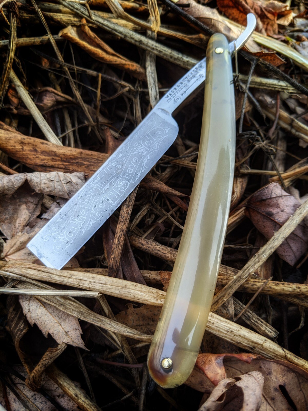 Wade and Butcher You Lather I'll Shave Steer Horn Scales 5/8