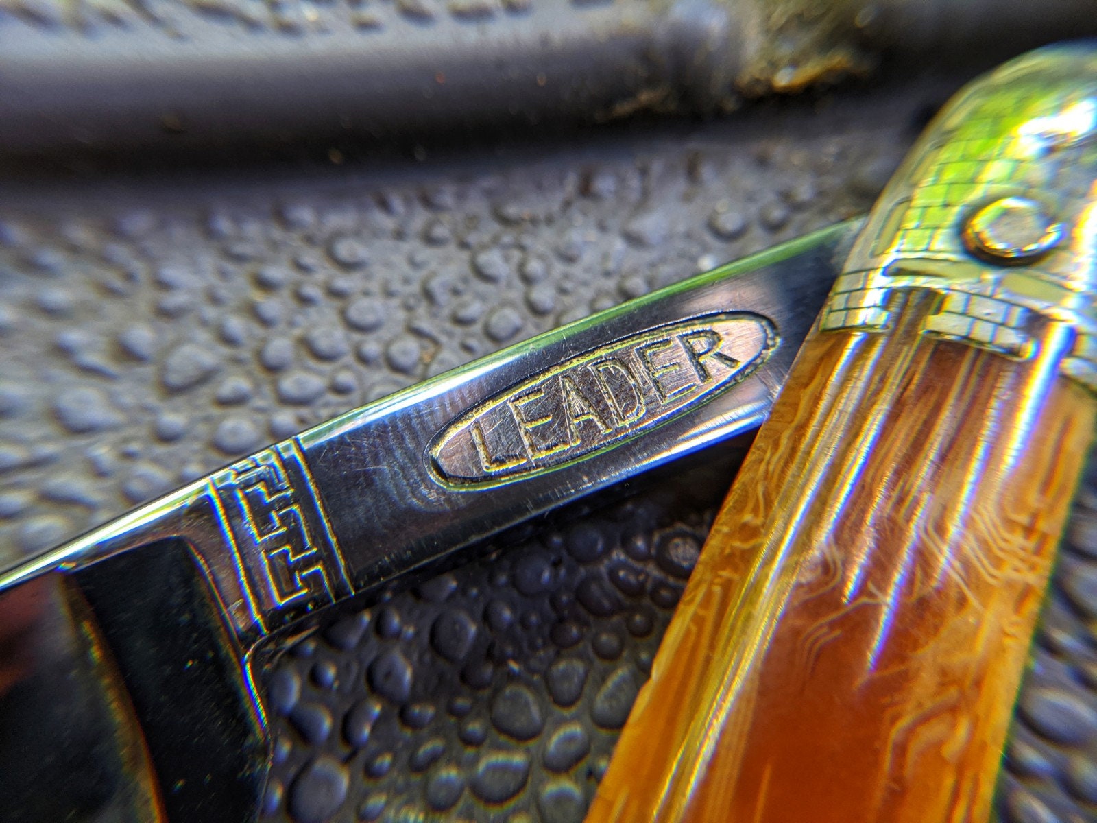 FW Engels Shave Ready Straight Razor Fancy Ornate Brass Scales