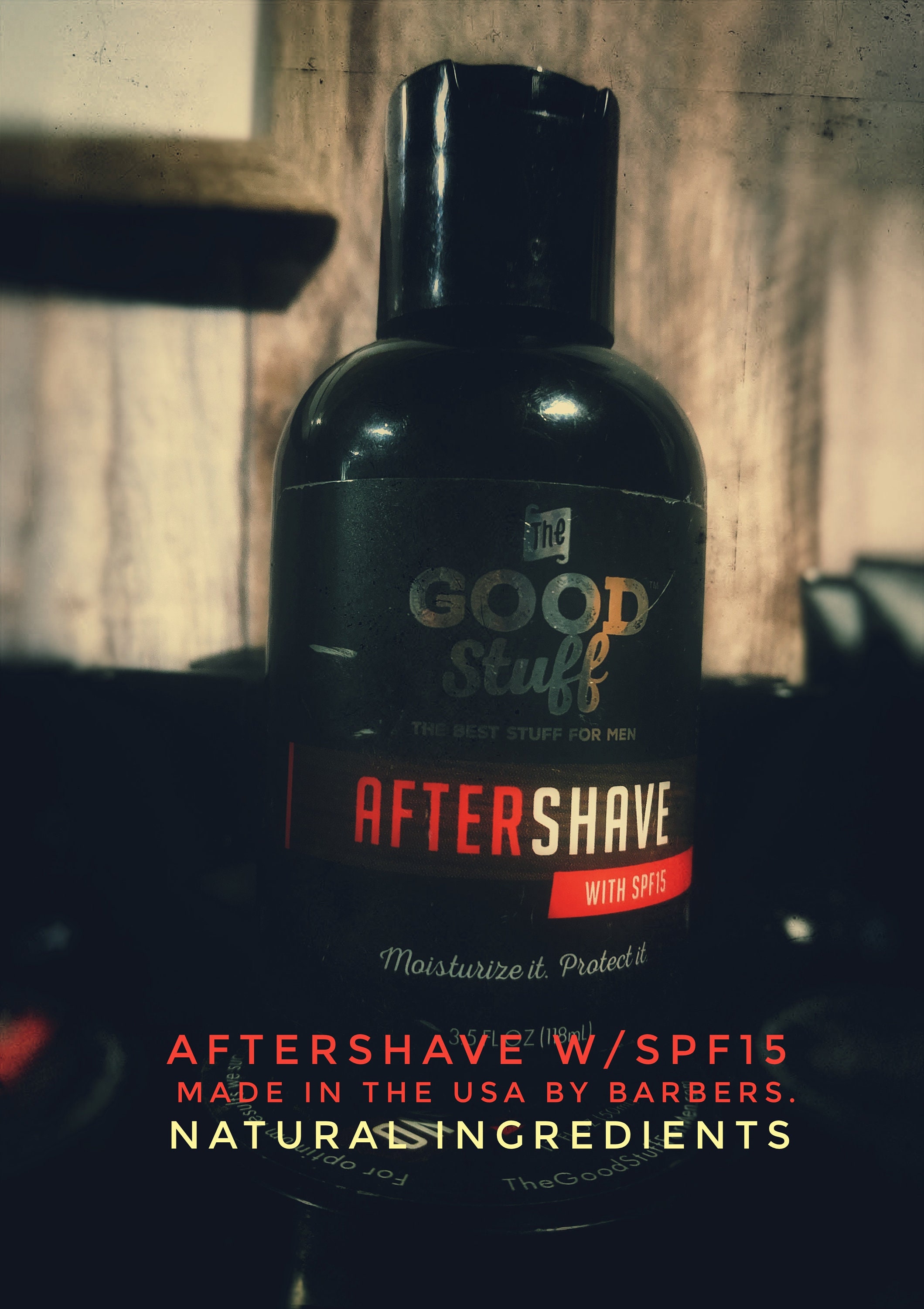 The Good Stuff aftershave with spf 15