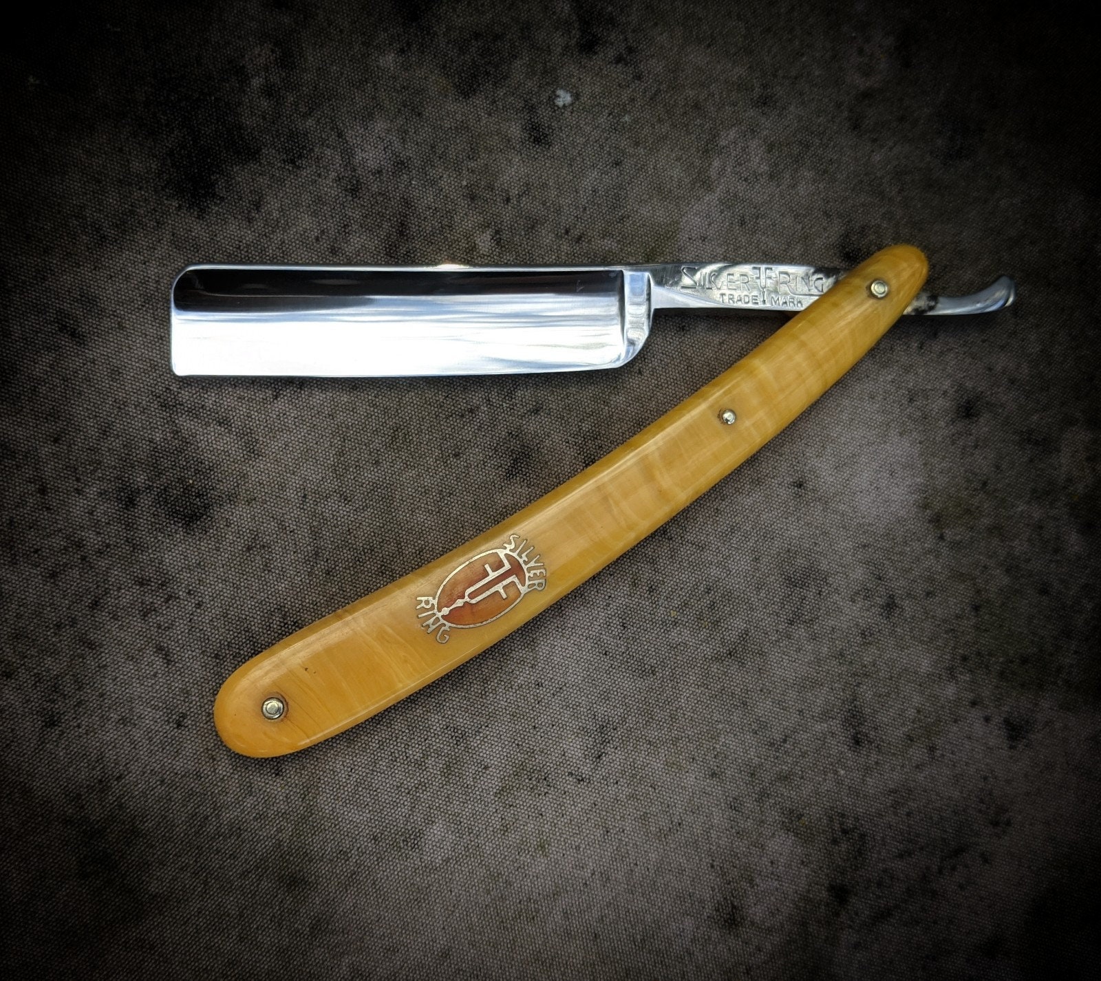 Vintage Silver Ring straight Razor German Christoffersen Minneapolis