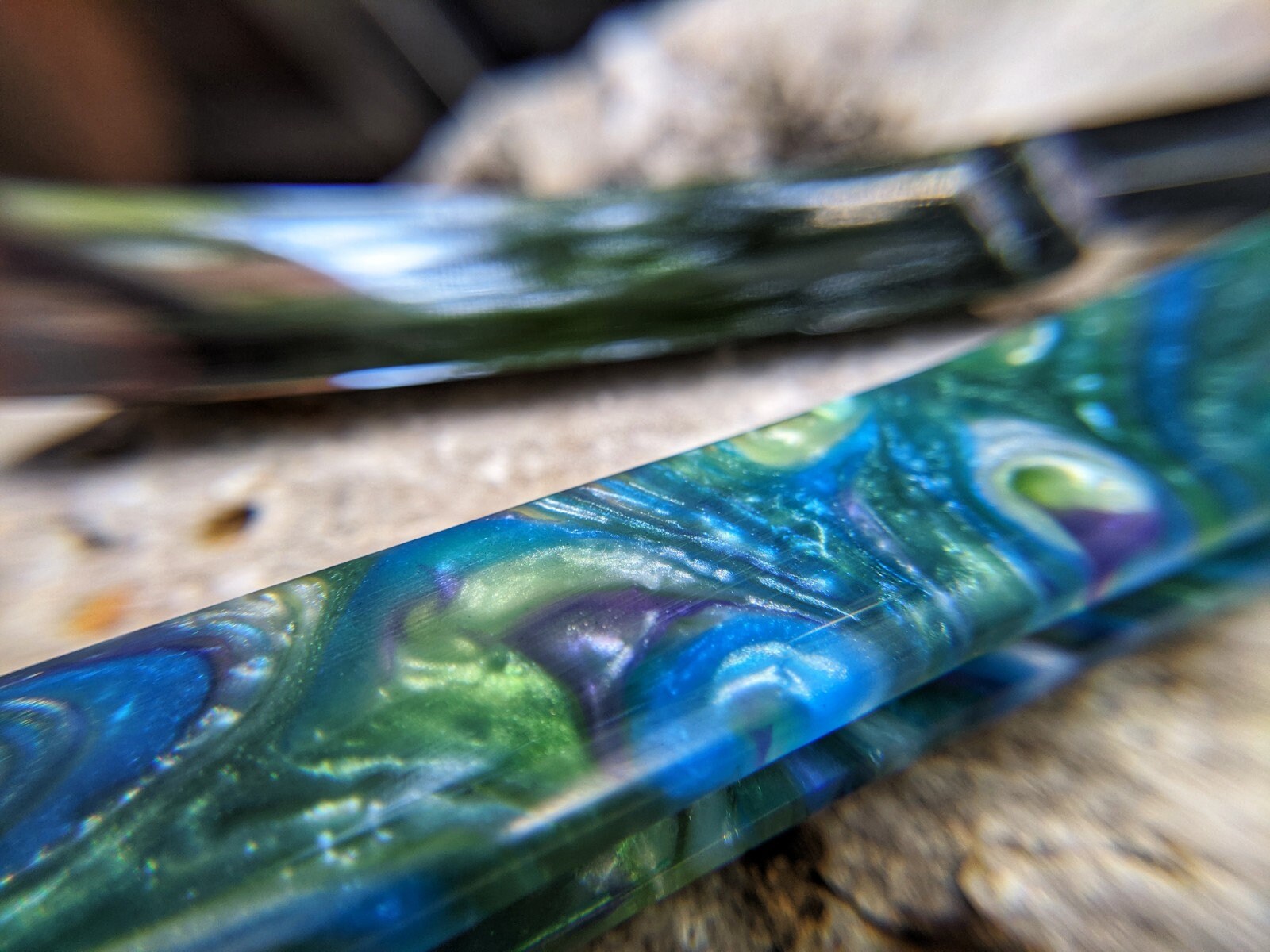 Large 13/16 Kropp straight razor with custom Peakcock or Dragonfly ...