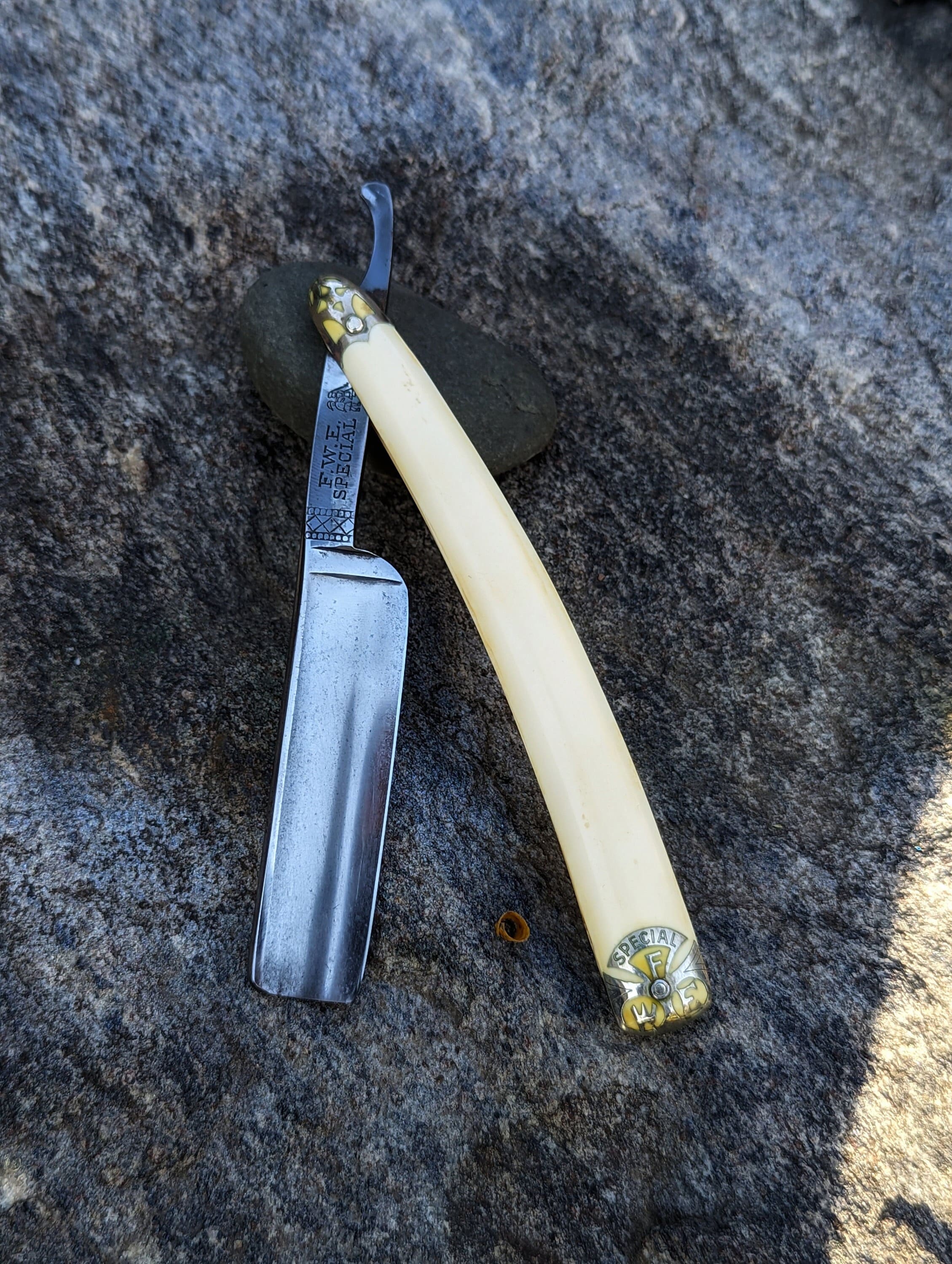 FW Engels 6/8 Shave Ready Straight Razor Fancy Ornate Scales Shave Ready