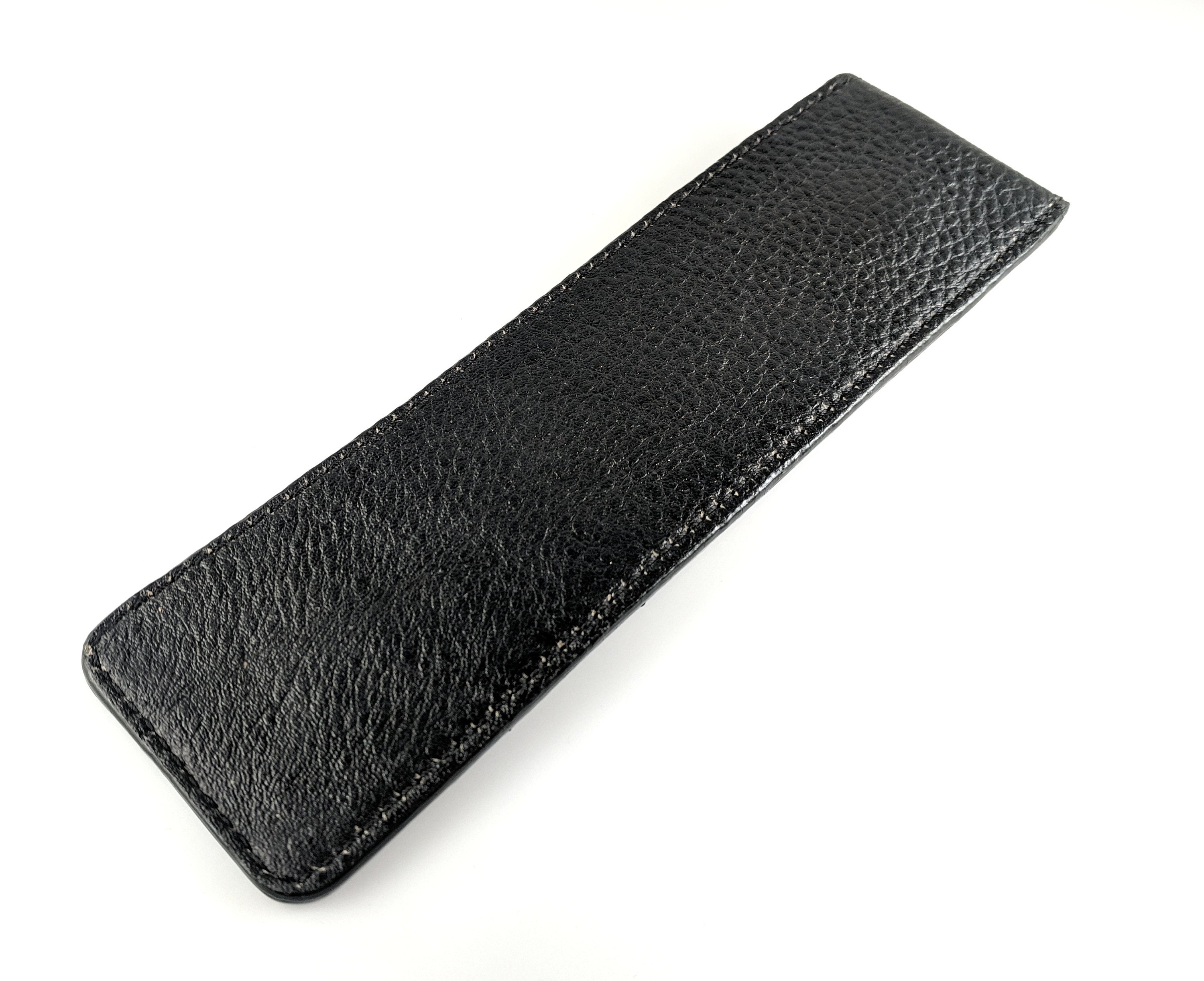 Straight Razor Case Felt lined Leather Snap case blackSelf Care
