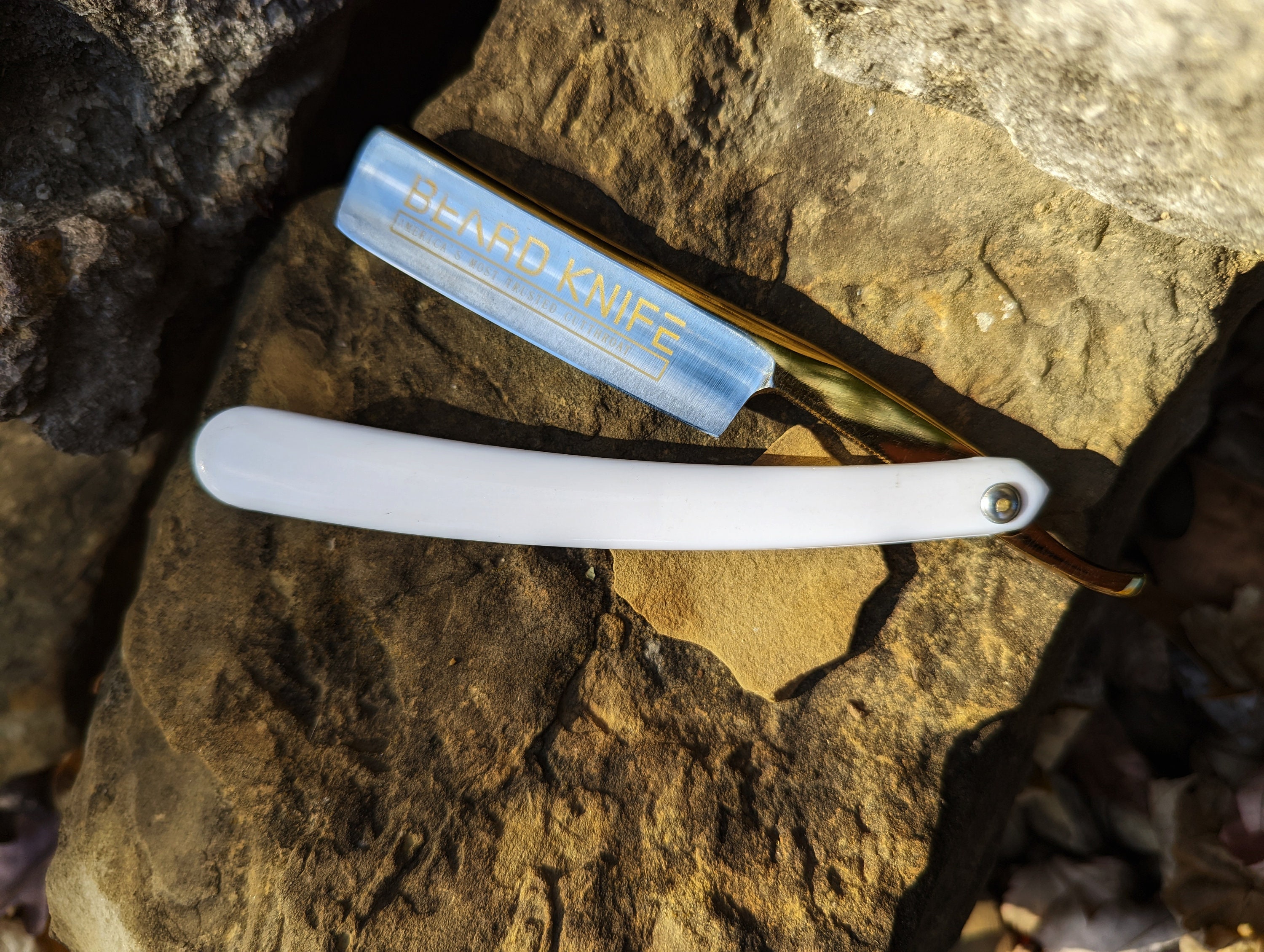 Beard Knife Straight Razor 13/16 Round Point Carbon Fiber abs scales ...