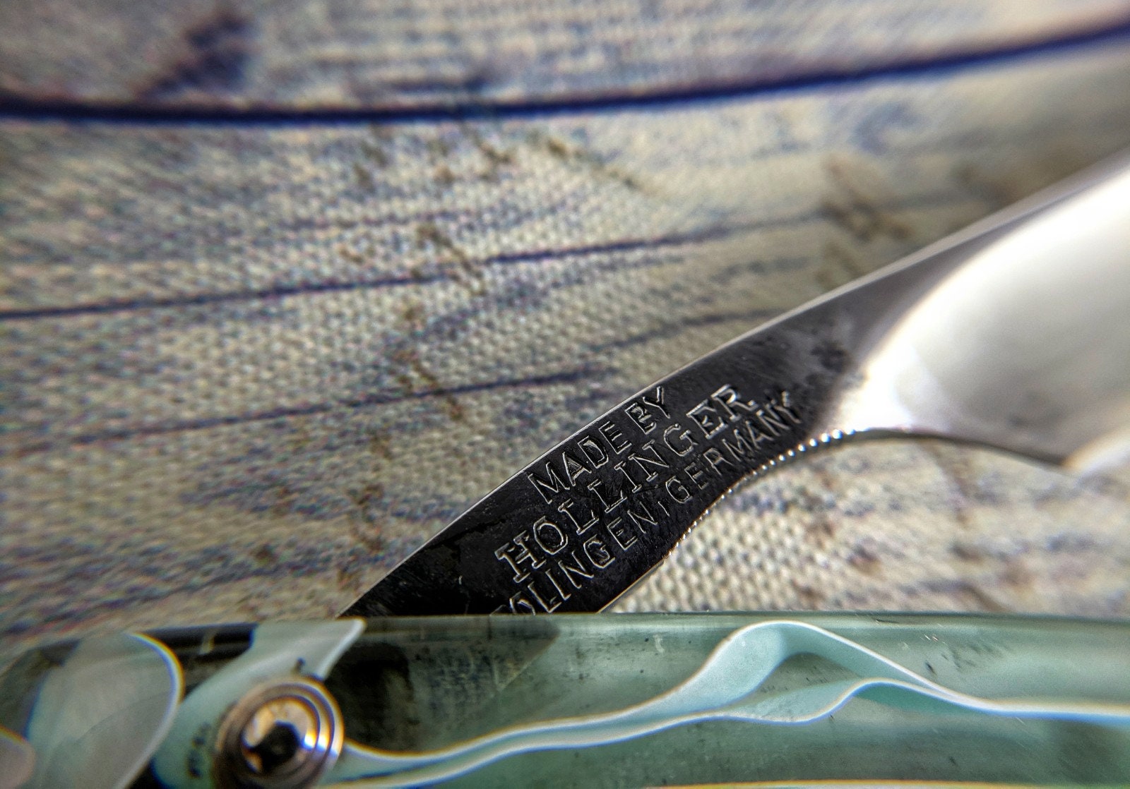 4/8 Hollinger Hand Made Straight Razor Custom Scales Fremont Ohio