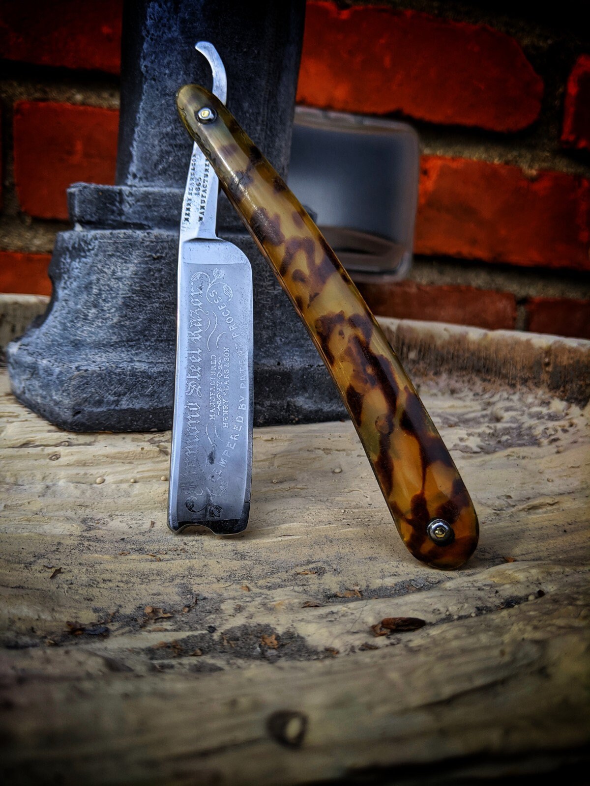 Rare Antique henry sears & son Diamond Steel straight razor shave ready