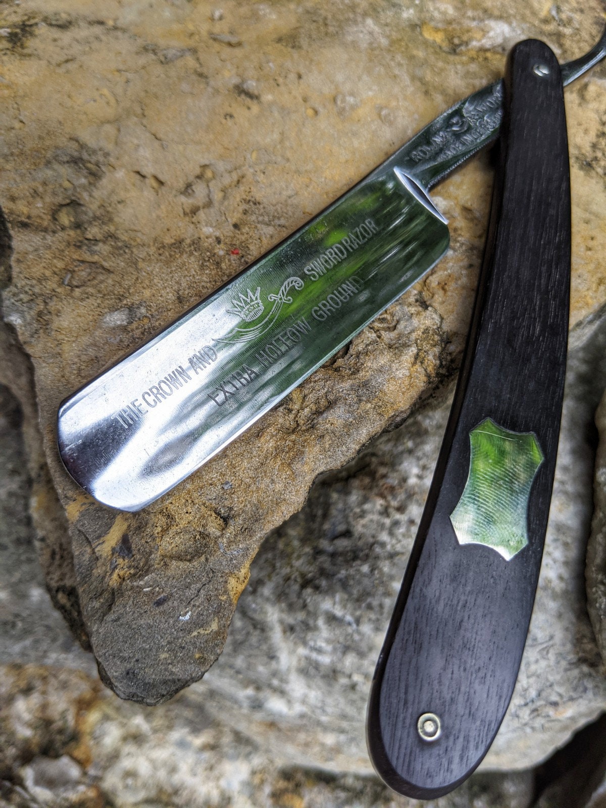 Vintage Ern 1166 Extra Hollow Ground Straight Razor Crown & Sword Germany