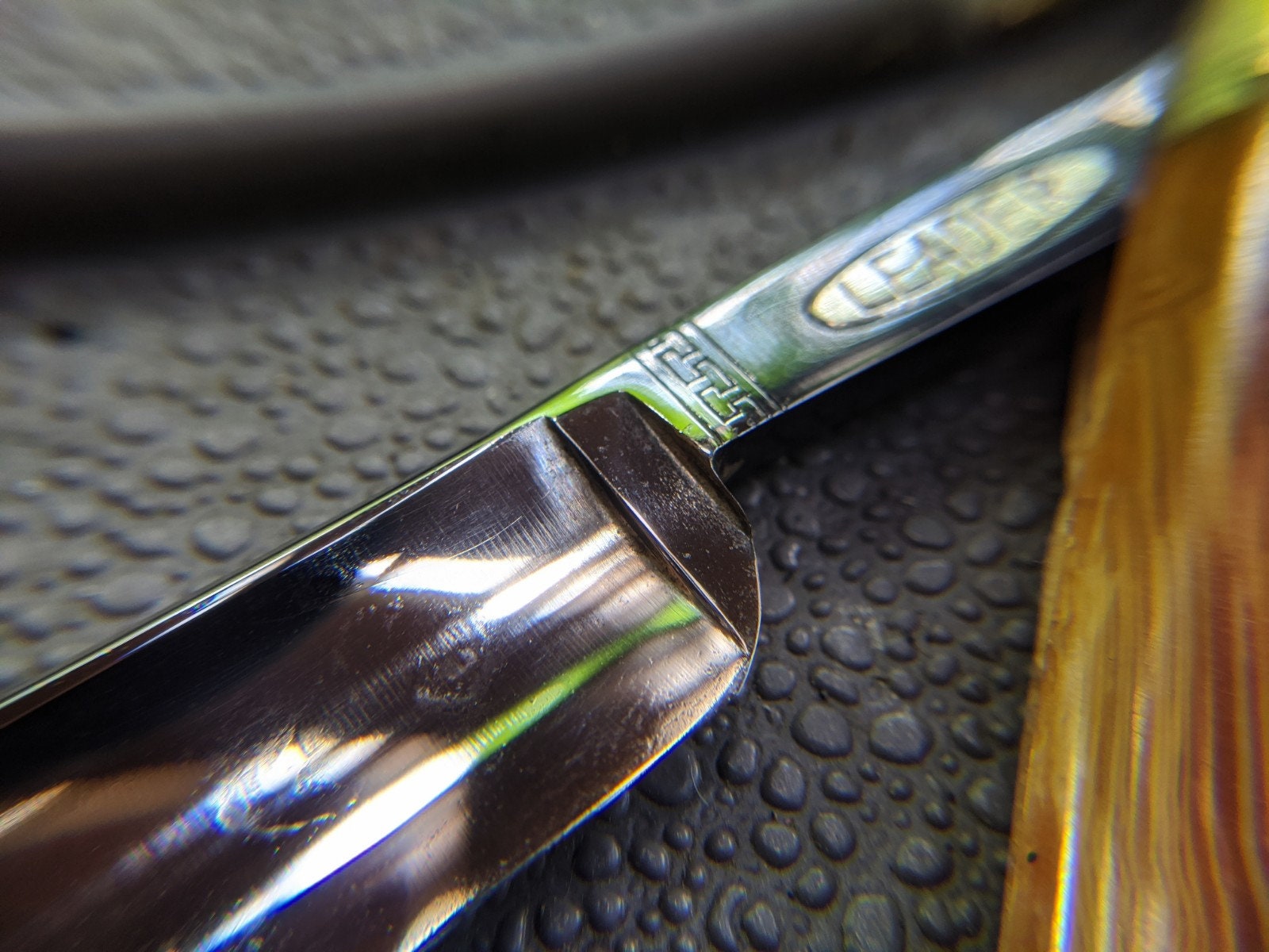 FW Engels Shave Ready Straight Razor Fancy Ornate Brass Scales