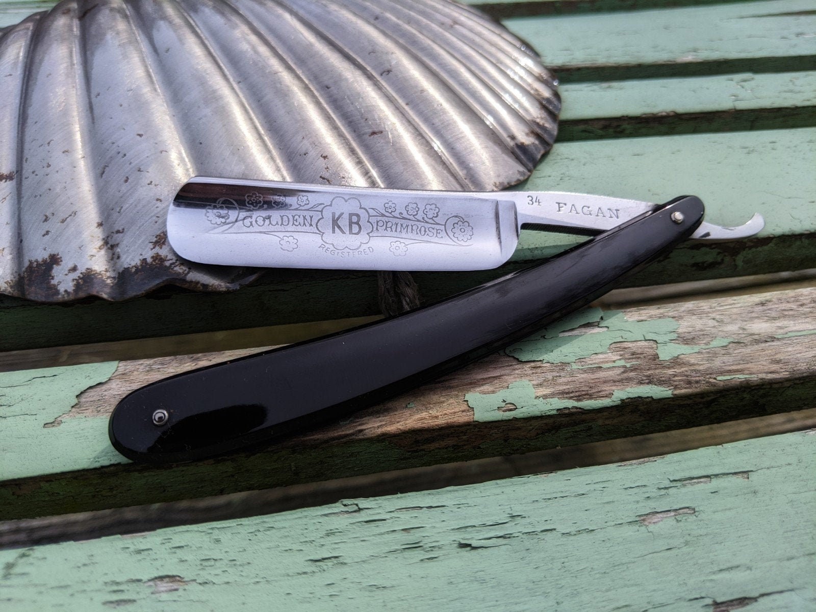 13/16 German Golden Primrose Straight Razor Shave Ready Fagan 34 Roundpoint