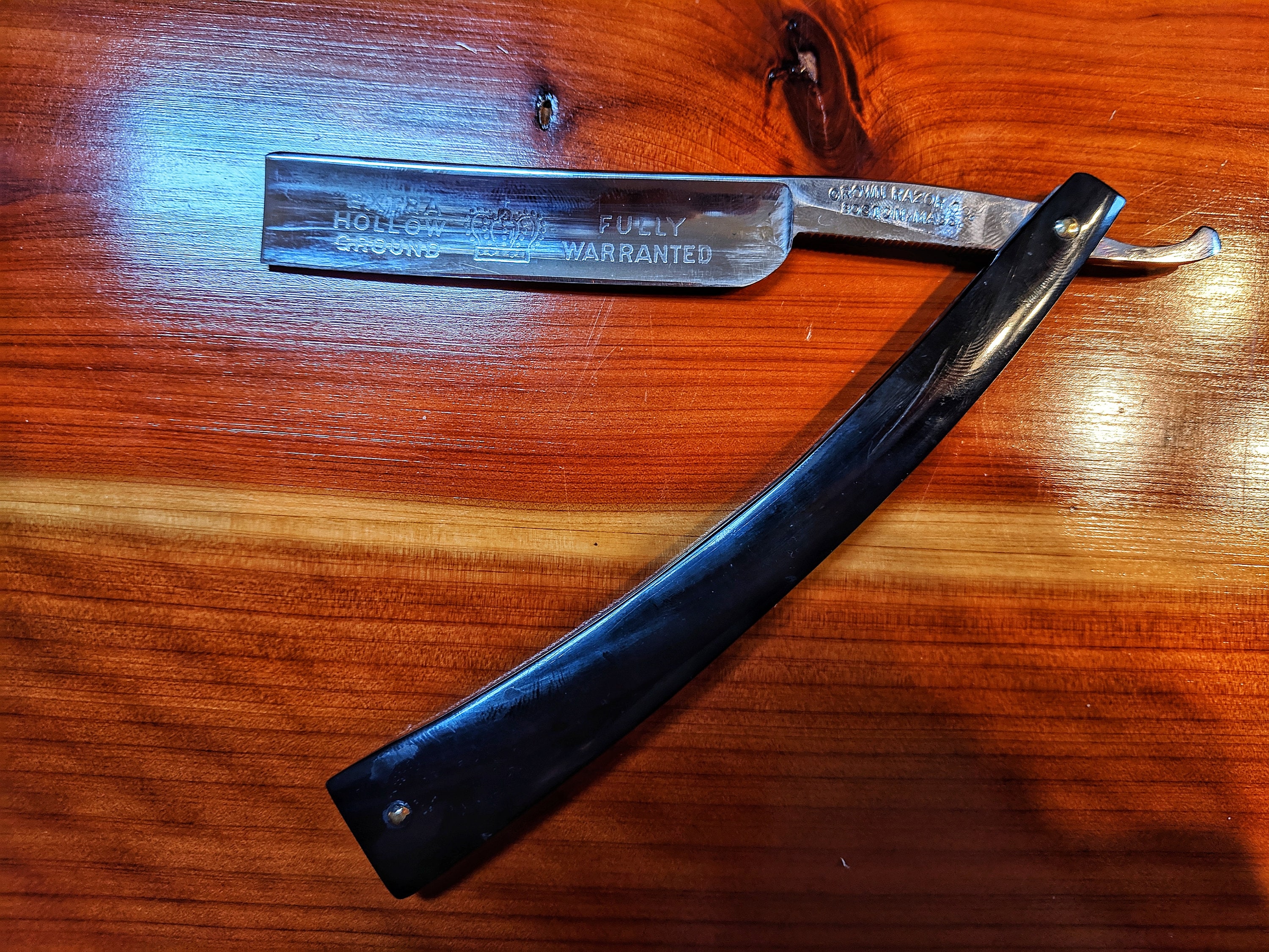 Fully Warranted Straight Razor German Nice Crown Co. of Boston Horn ...