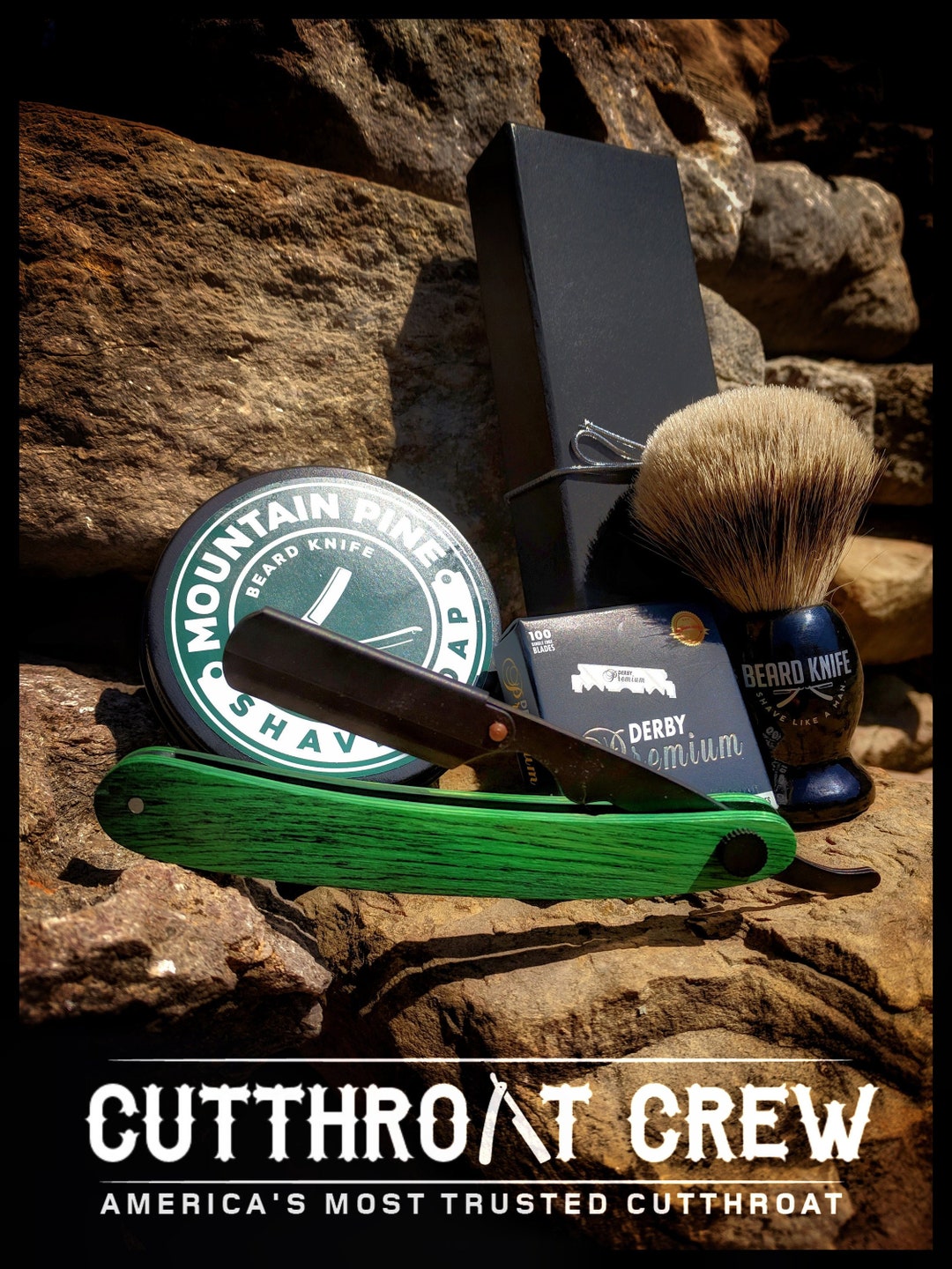 Beard Knife Green Shave KIT Set Soap Shave Brush Razor Box 100 - Etsy