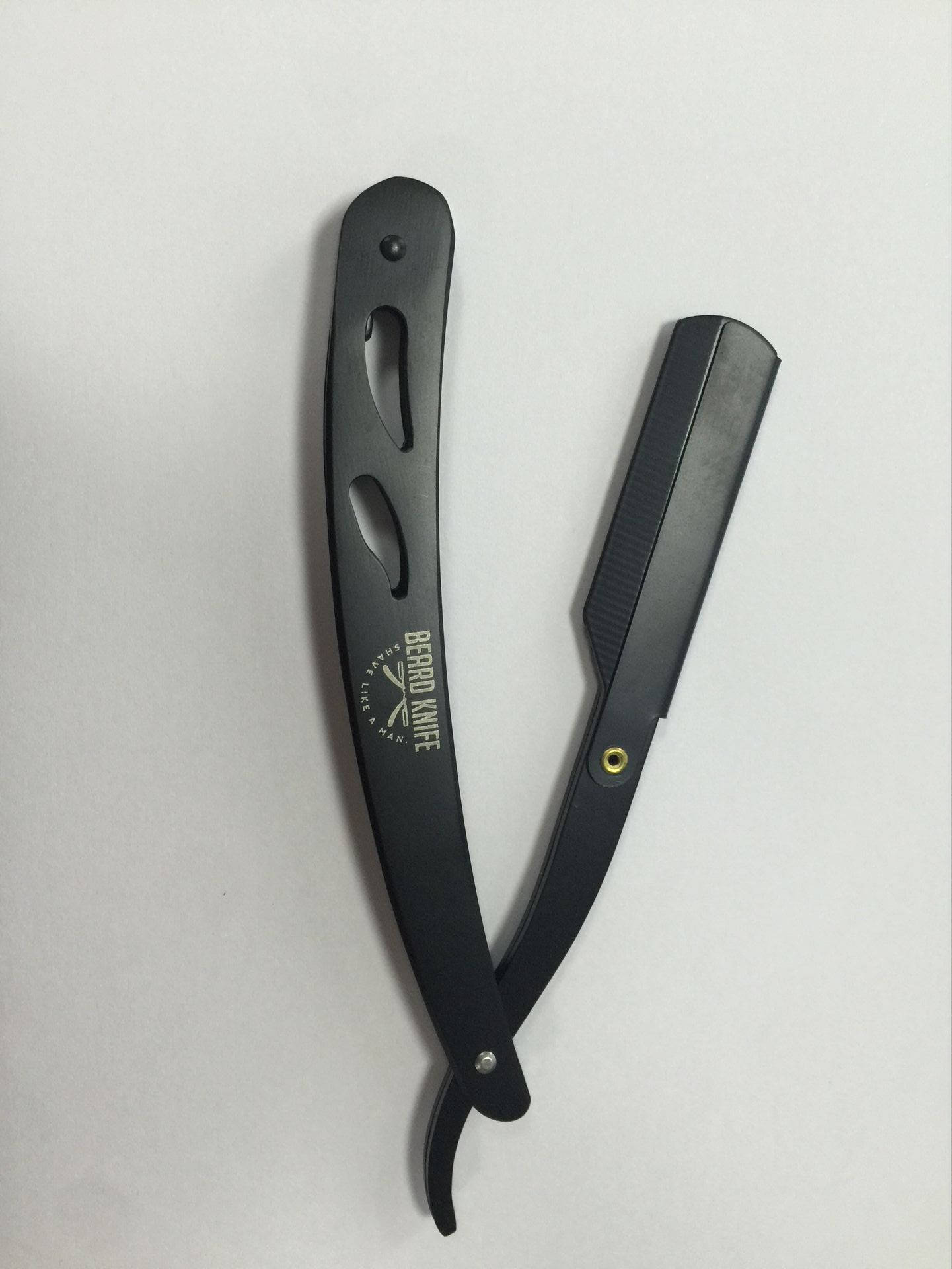 Black Barber Razor Shavette Beard Knife with Carrying pouch Shave like ...