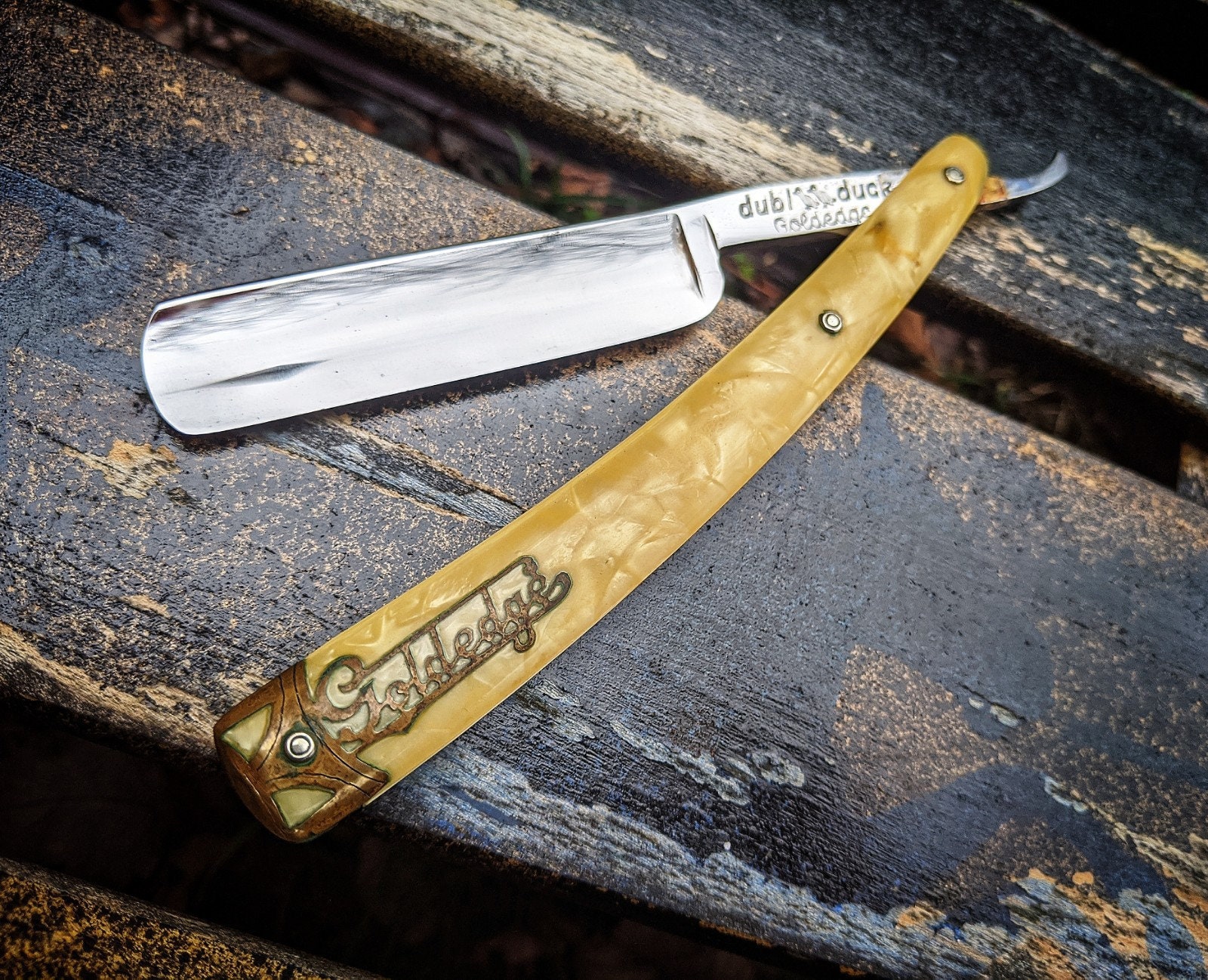 RARE Dubl Duck Goldedge Vintage Straight Razor 5/8 round point ...