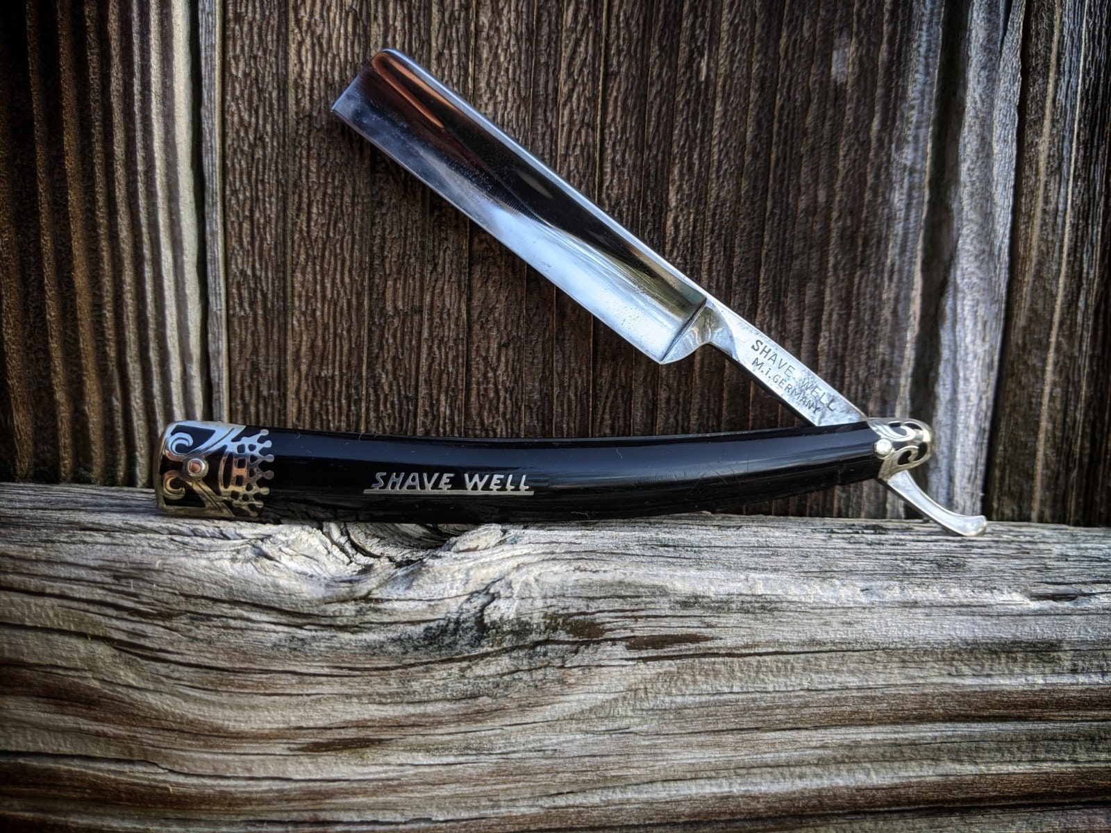 German Shave Well Silver Crown Straight Razor Heirloom 5/8 shave ready ...