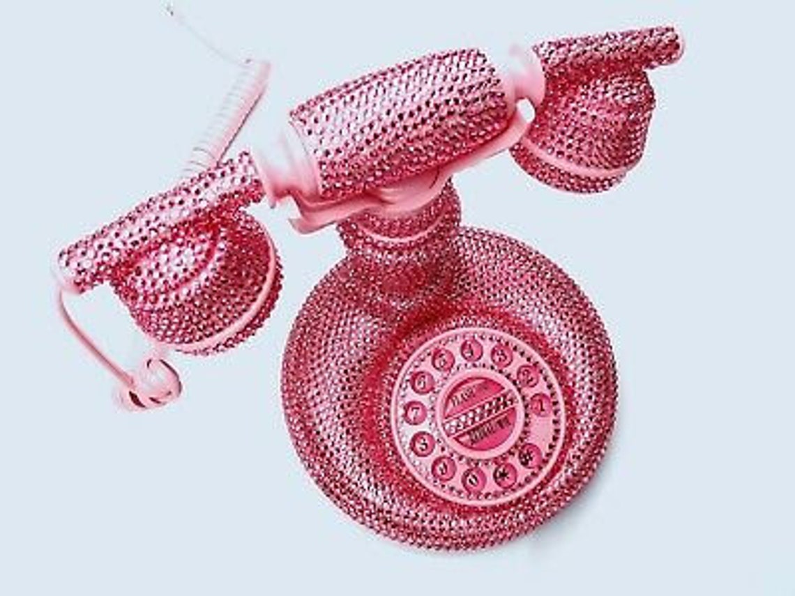 Blingustyle Sparkly Pink Crystal Design Retro Real Telephone - Etsy