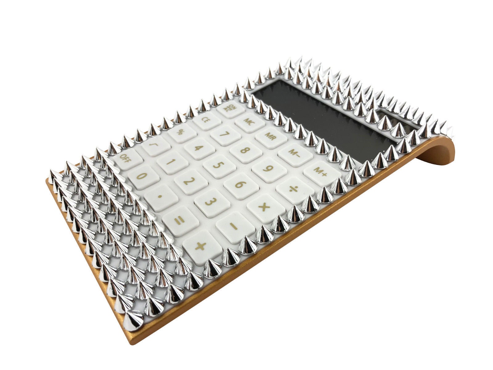 Blingustyle Bling Silver Spike Design Curved 12 Digit Dual Power ...