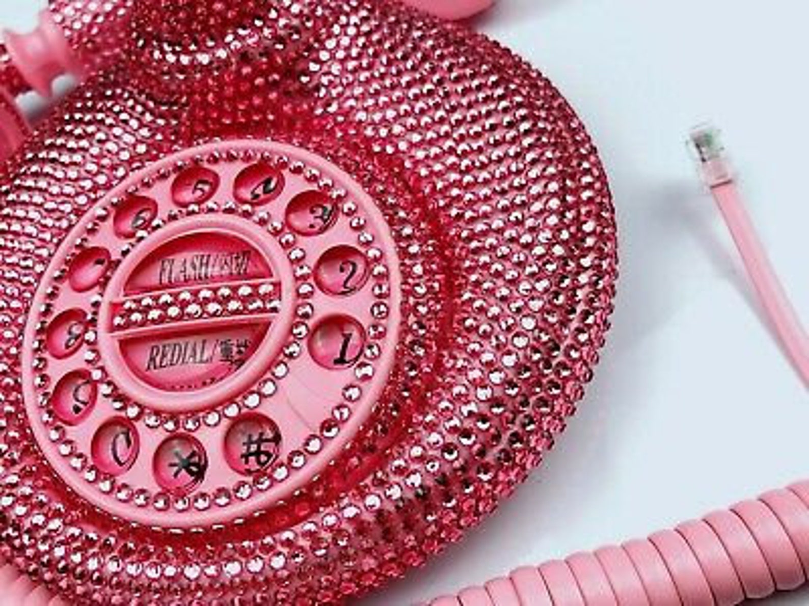 Blingustyle Sparkly Pink Crystal Design Retro Real Telephone - Etsy