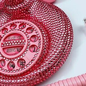 Blingustyle Sparkly Pink Crystal Design Retro Real Telephone Home ...