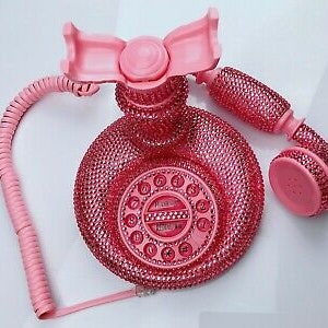 Blingustyle Sparkly Pink Crystal Design Retro Real Telephone Home ...