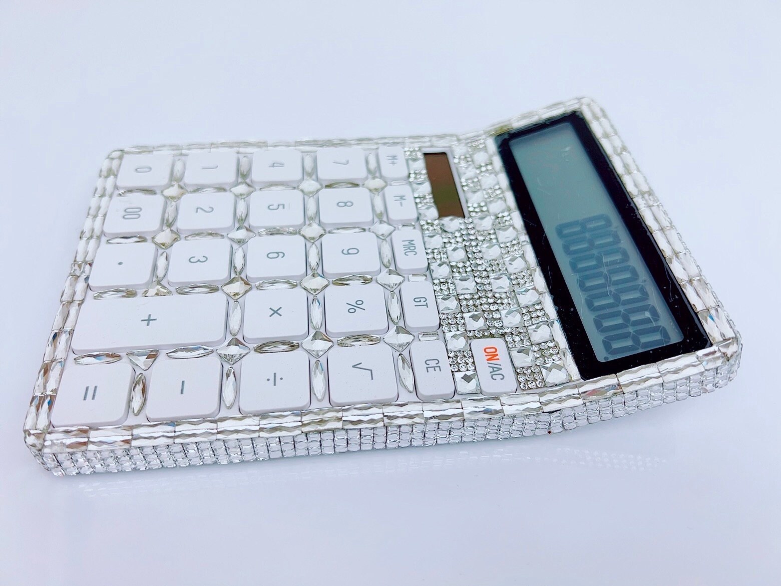 Blingustyle Silver Pure Crystals Sparkling 12 Digits Calculator for ...