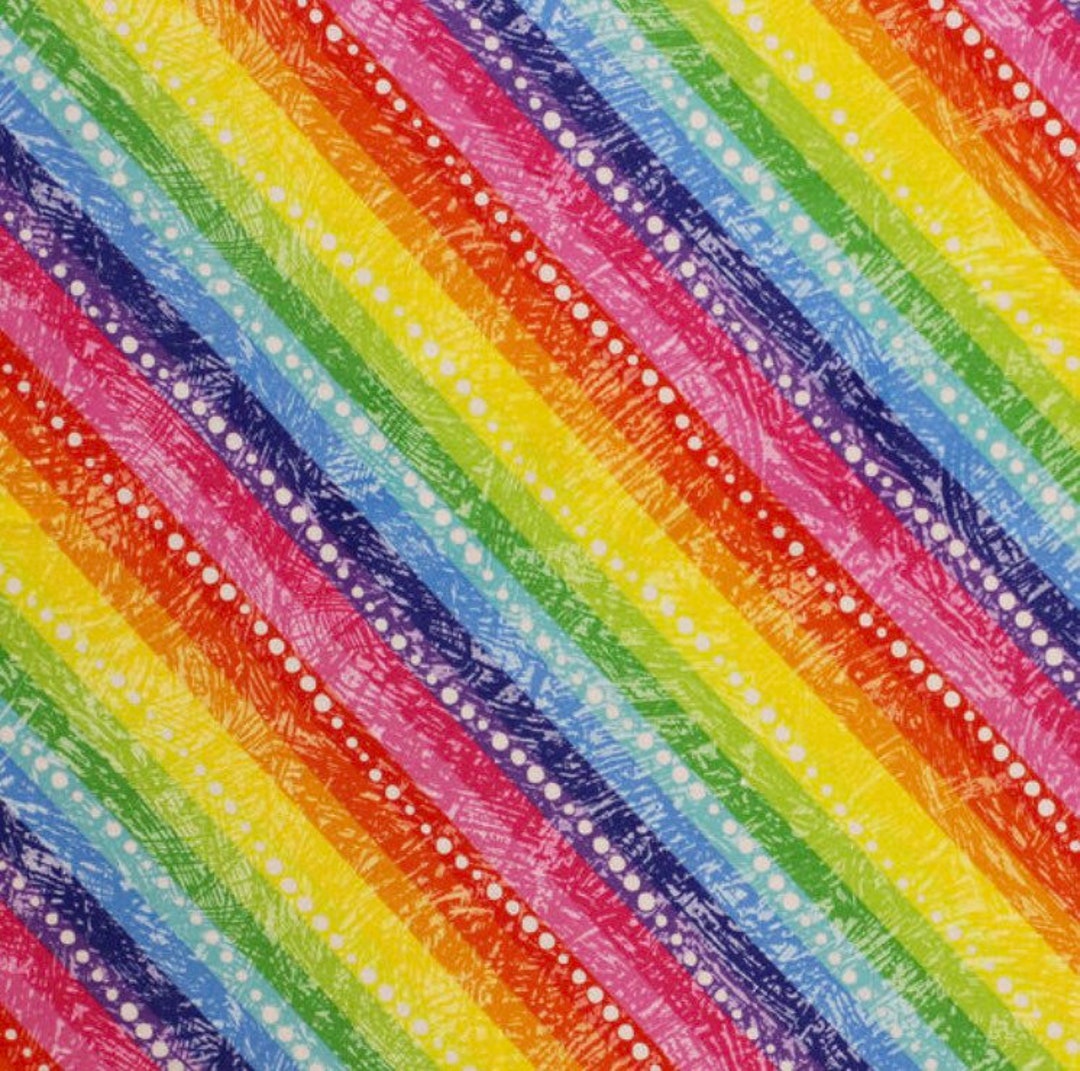 Rainbow Stripe Cotton Fabric Multi Colored Stripe Cotton - Etsy