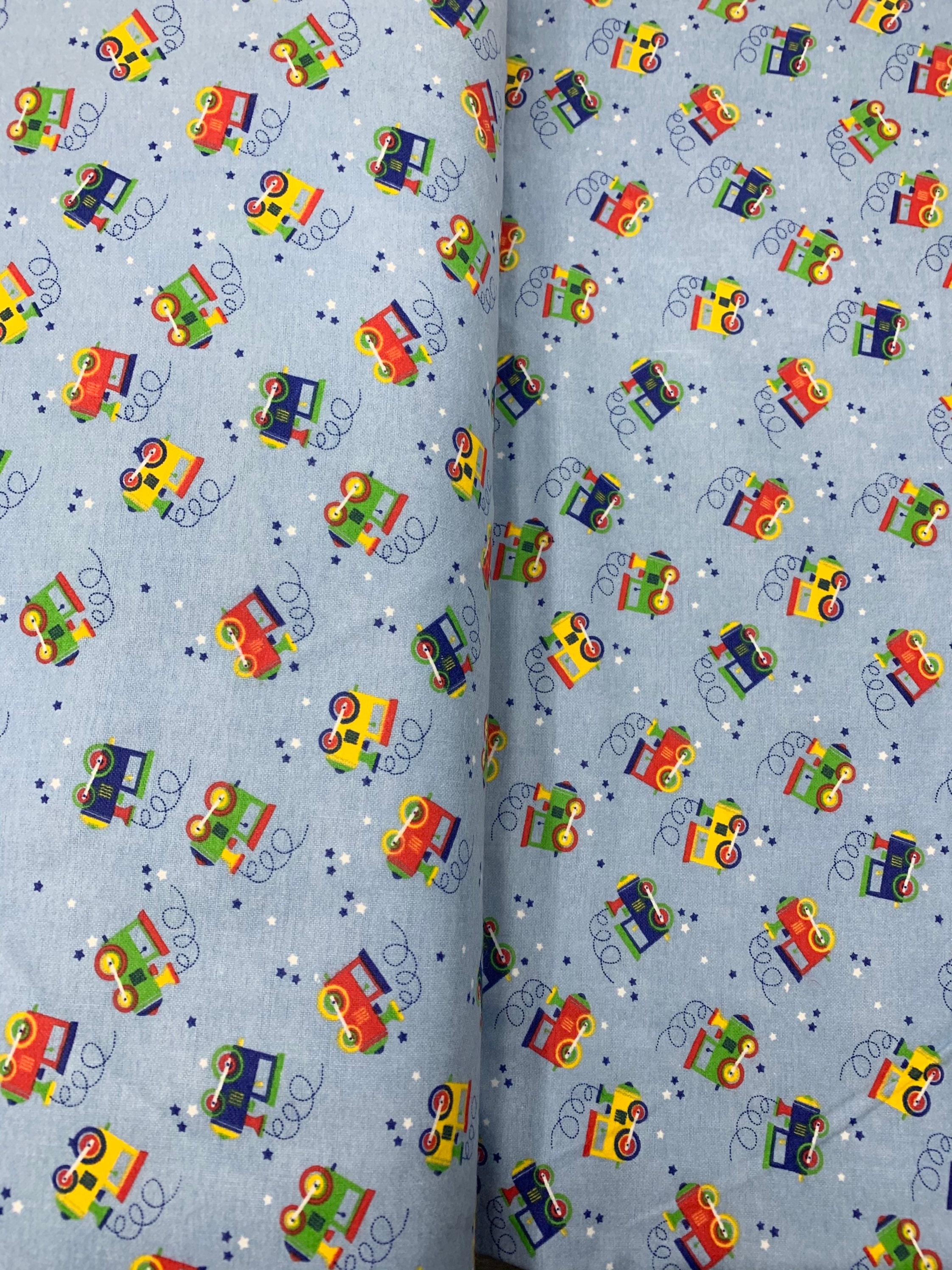 Train flannel fabric by the yard train print flannel fabric | Etsy