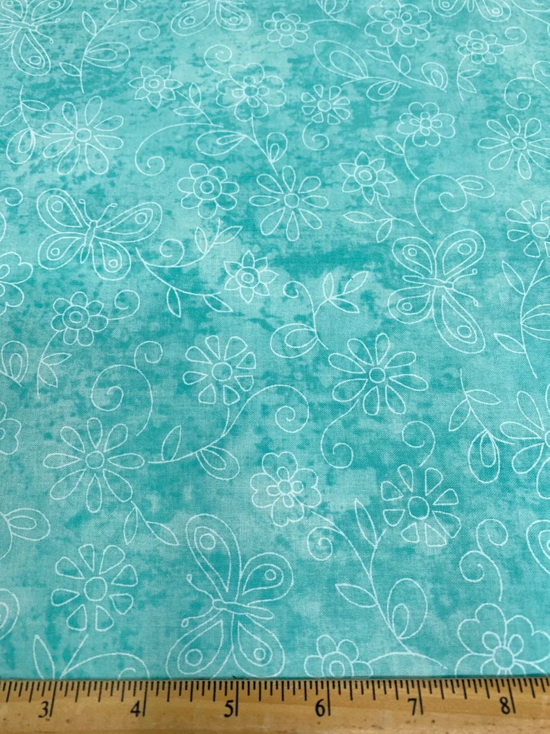 Butterfly Cotton Fabric Butterfly Fabric Aqua Blue - Etsy
