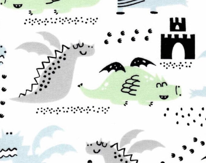 Dragon Cotton Fabric by the Yard Castle Cotton Woven Nursery Fabric Fat ...