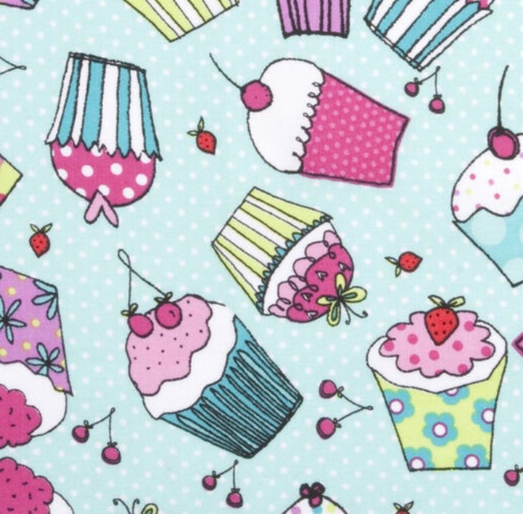 Cupcake Cotton Fabric Quilting Fabric Fabric by the Yard Cupcake Fabric ...