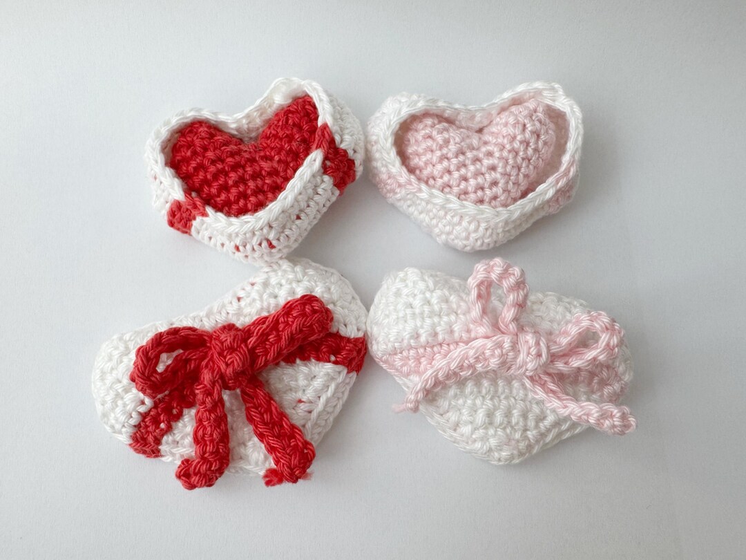 Crochet Heart Basket, Crochet Heart Box, Crochet Mini Heart Box ...