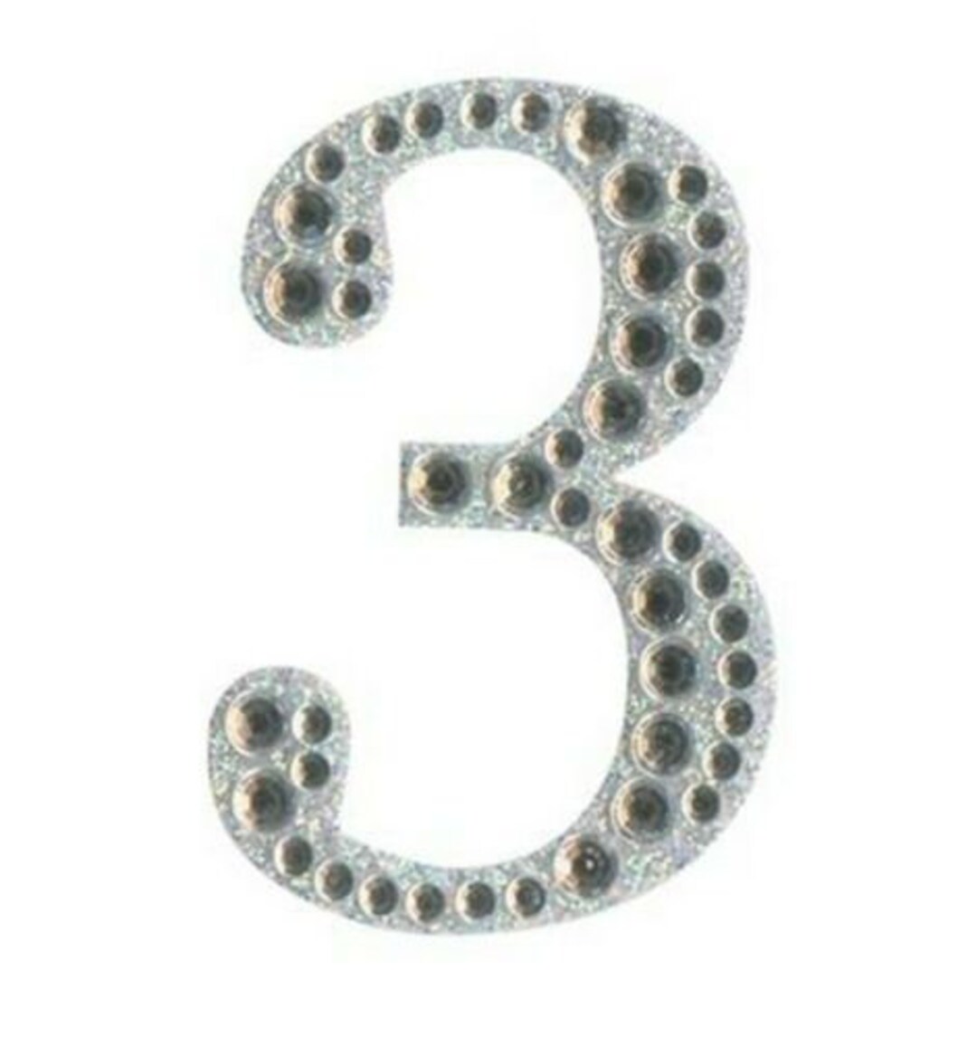 NUMBER 3 Diamante & Silver Glitter 5cm 2 Large Craft - Etsy
