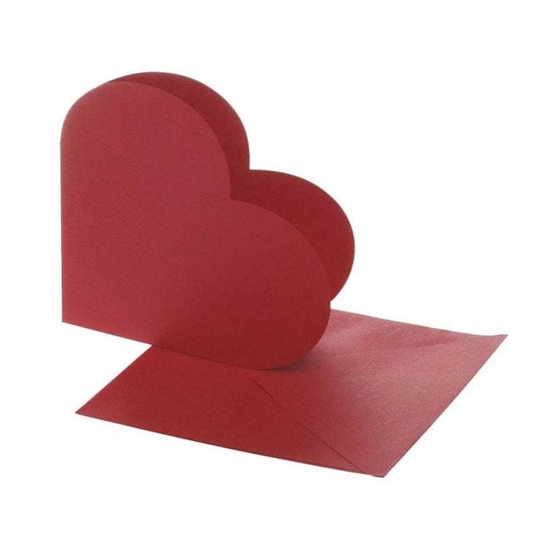 Red 5 Heart Shaped Textured Blank Cards With Envelopes - Etsy