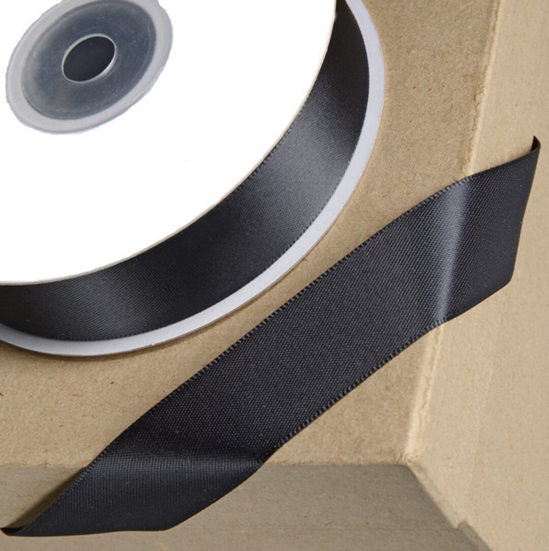 Trucraft Double Sided Satin Craft Ribbon 15mm X 2m Length Black Gift ...