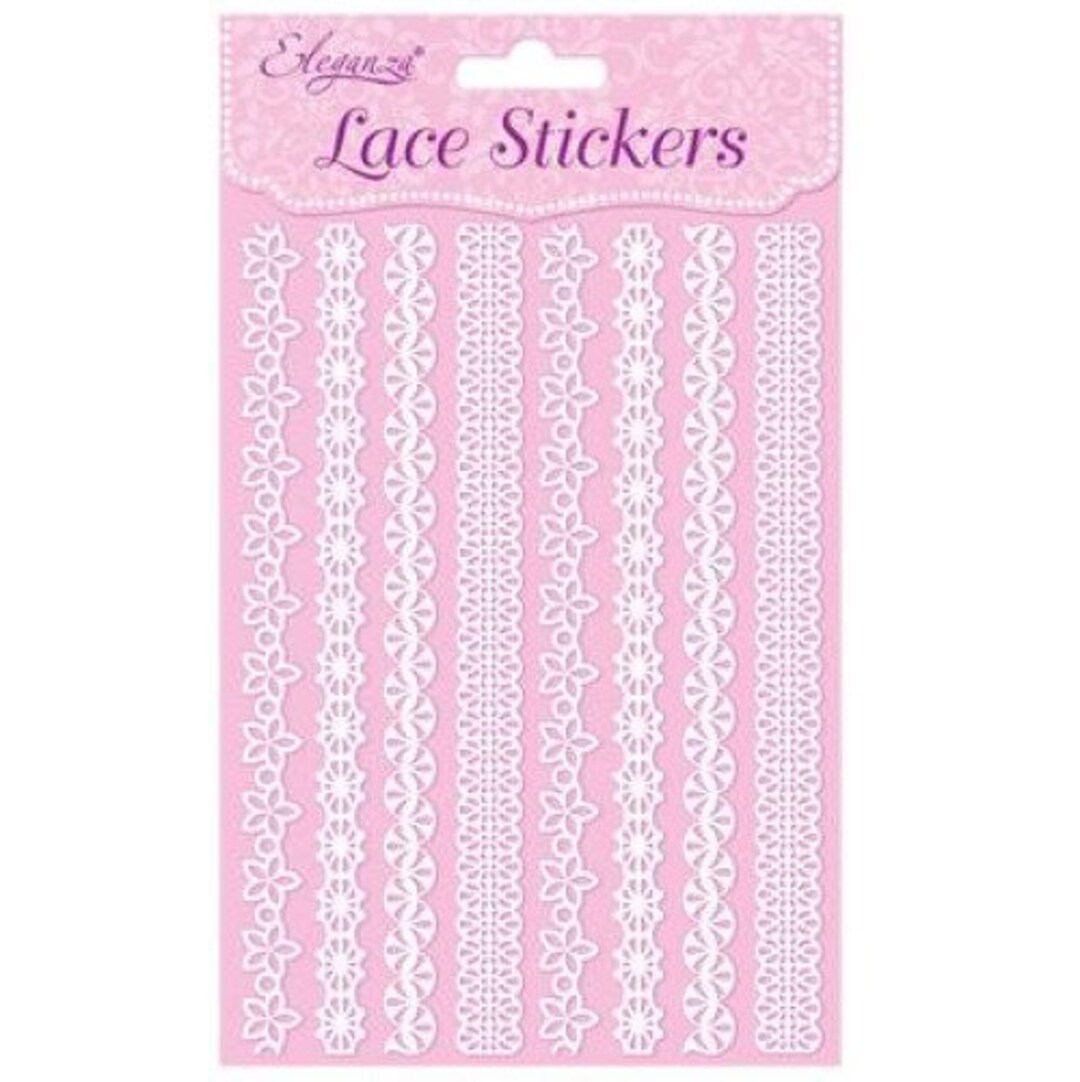 Lace Border Stickers - White - Craft Embellishments Card Making - Sheet ...