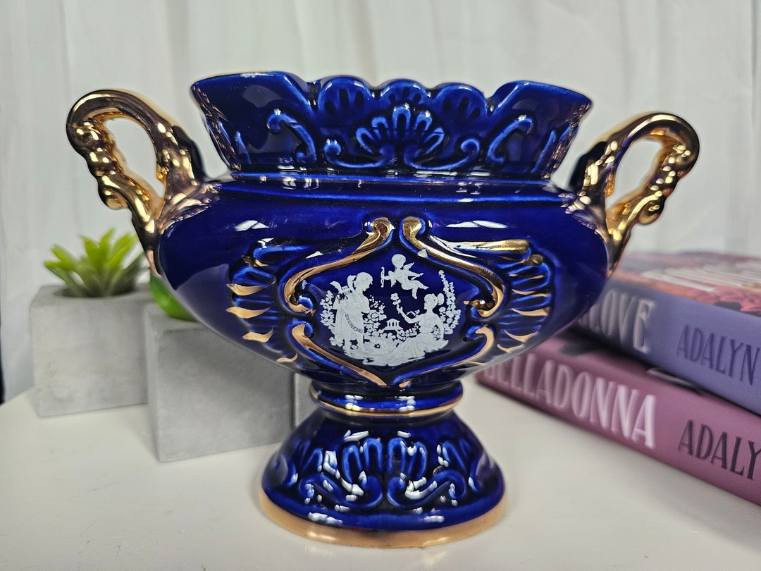 Vintage Cobalt Blue Italian Mantle Vase. - Etsy