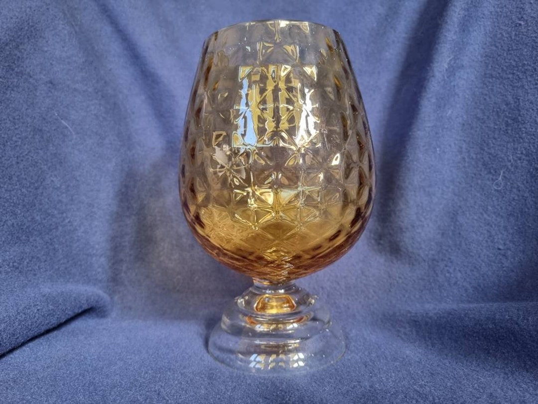 Large Vintage Amber Glass Vase - Etsy