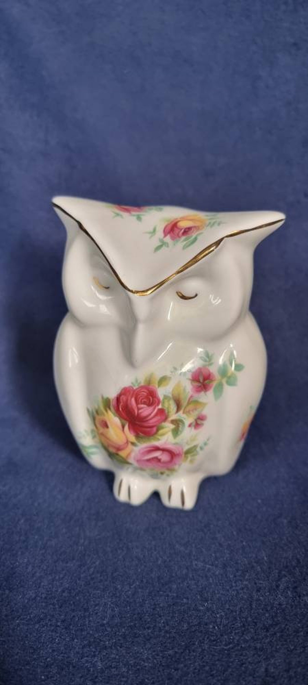 Vintage White Floral Owl Figurine. Chelson Fine Bone China - Etsy
