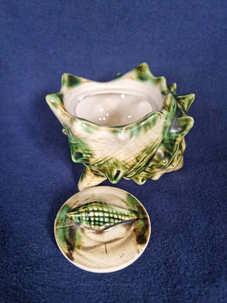 Vintage Majolica Conch Shell Sugar Bowl - Etsy