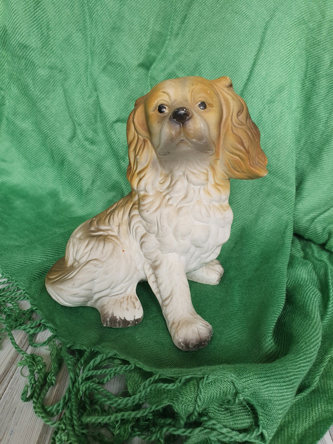 Ceramic Spaniel Dog Figurine by Handgemalt Pottery. Vintage - Etsy