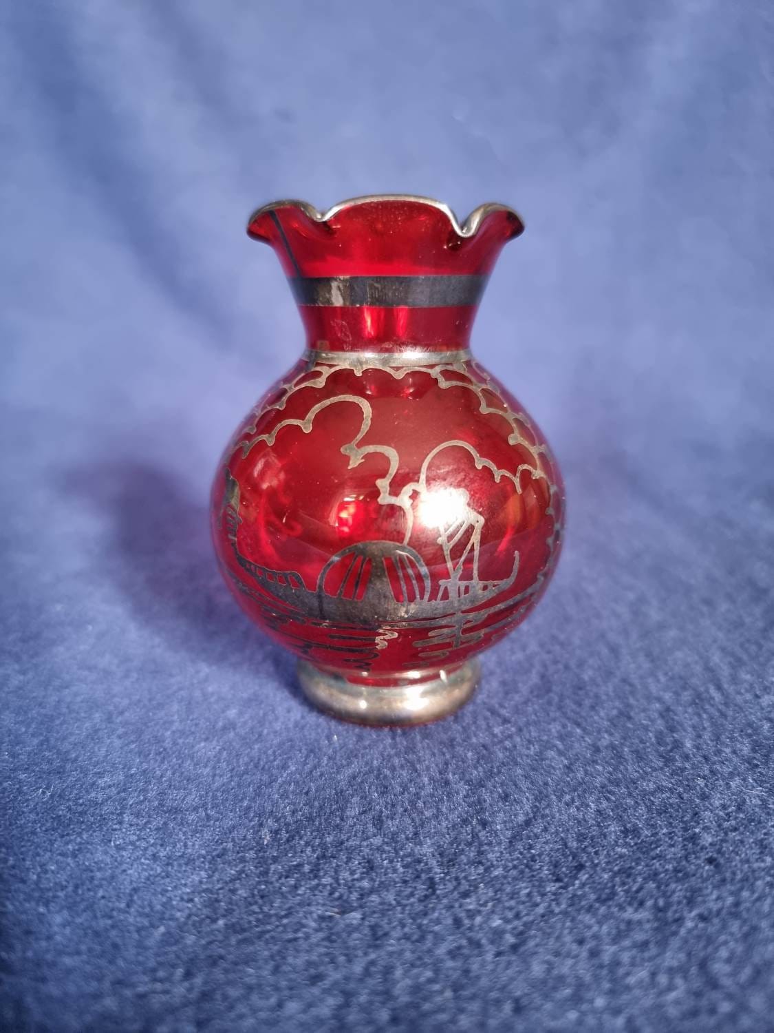 Vintage Venetian Ruby Glass Vase With Silver Overlay - Etsy