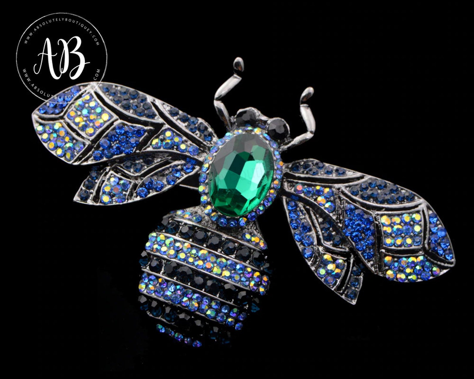 Vintage Gemstone Bumble Bee Pin Bumble Bee Rhinestone Pin Vintage Bee ...