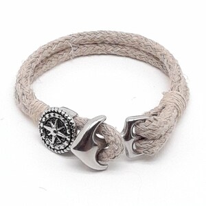 Hemp and Leather Bracelet Anchor and Wind Rose - Etsy