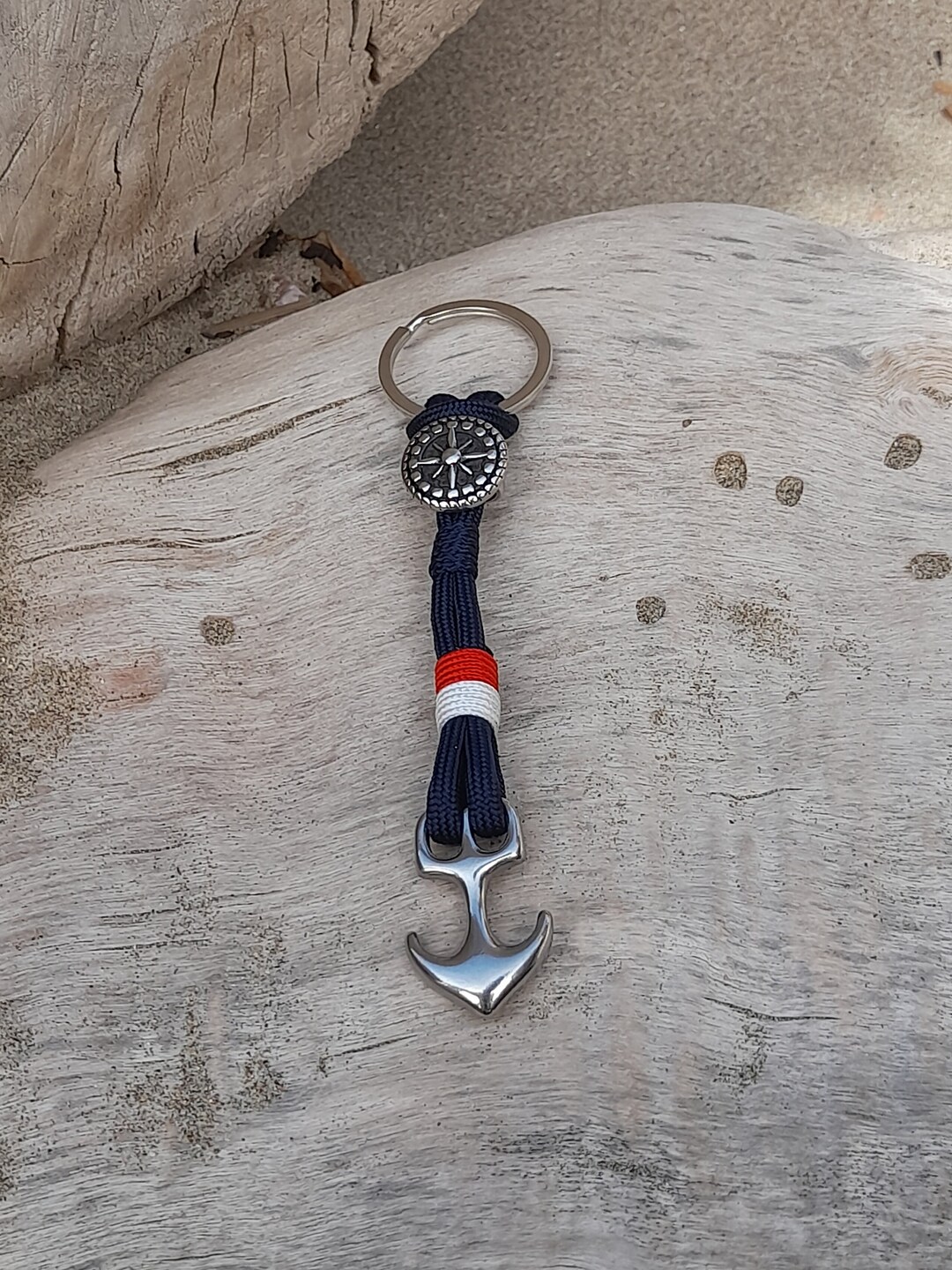 Anchor Key Ring and Stainless Steel Button - Etsy