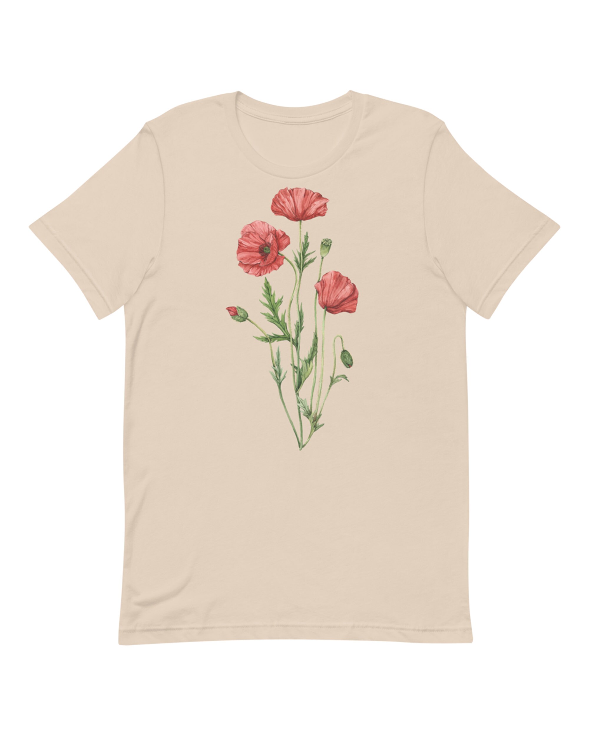 Red Poppy Shirt: August Birth Flower, Watercolor Floral Tee - Etsy