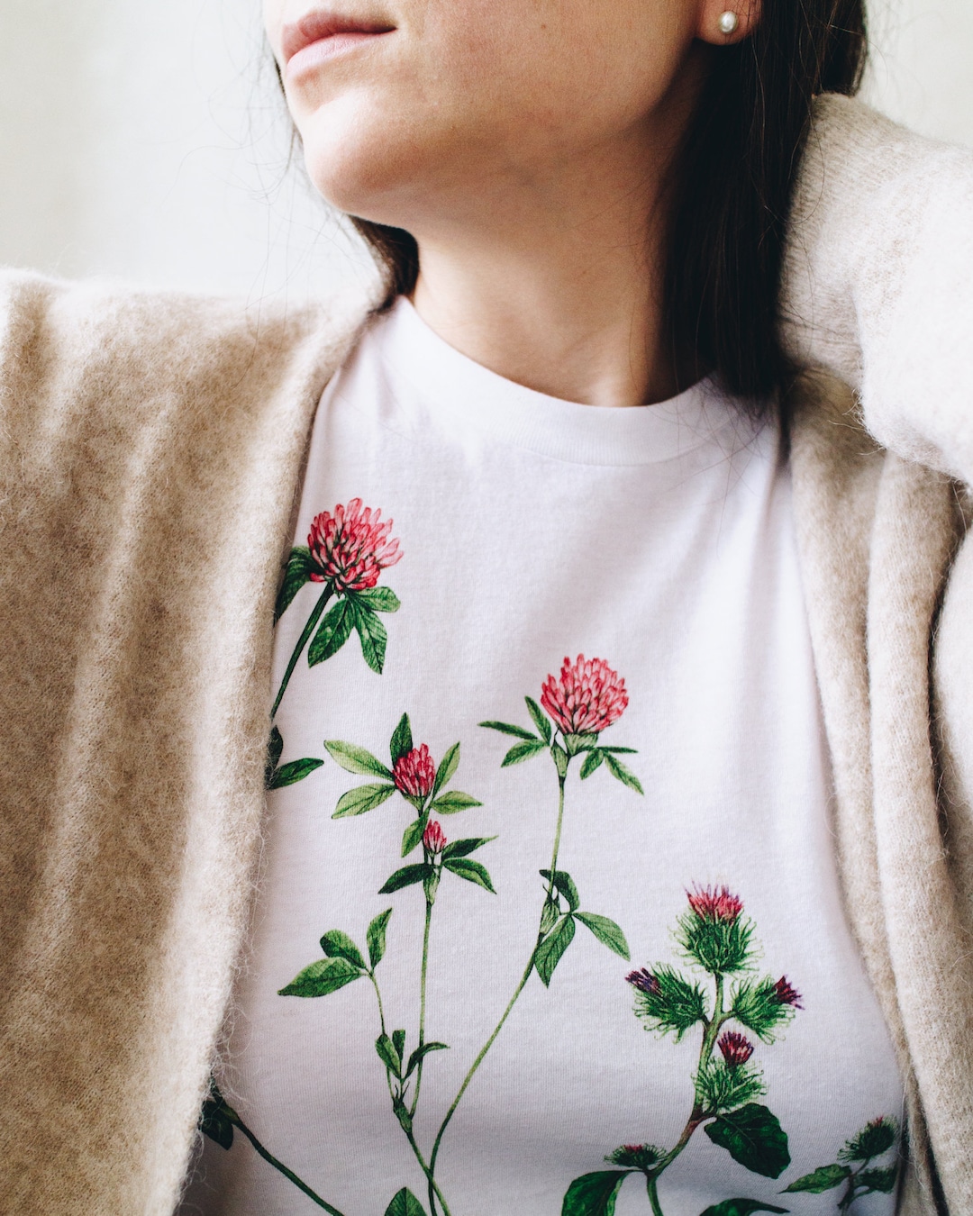 Clover Botanical Shirt - Watercolor Wildflower Shirt - Medicinal Plant ...