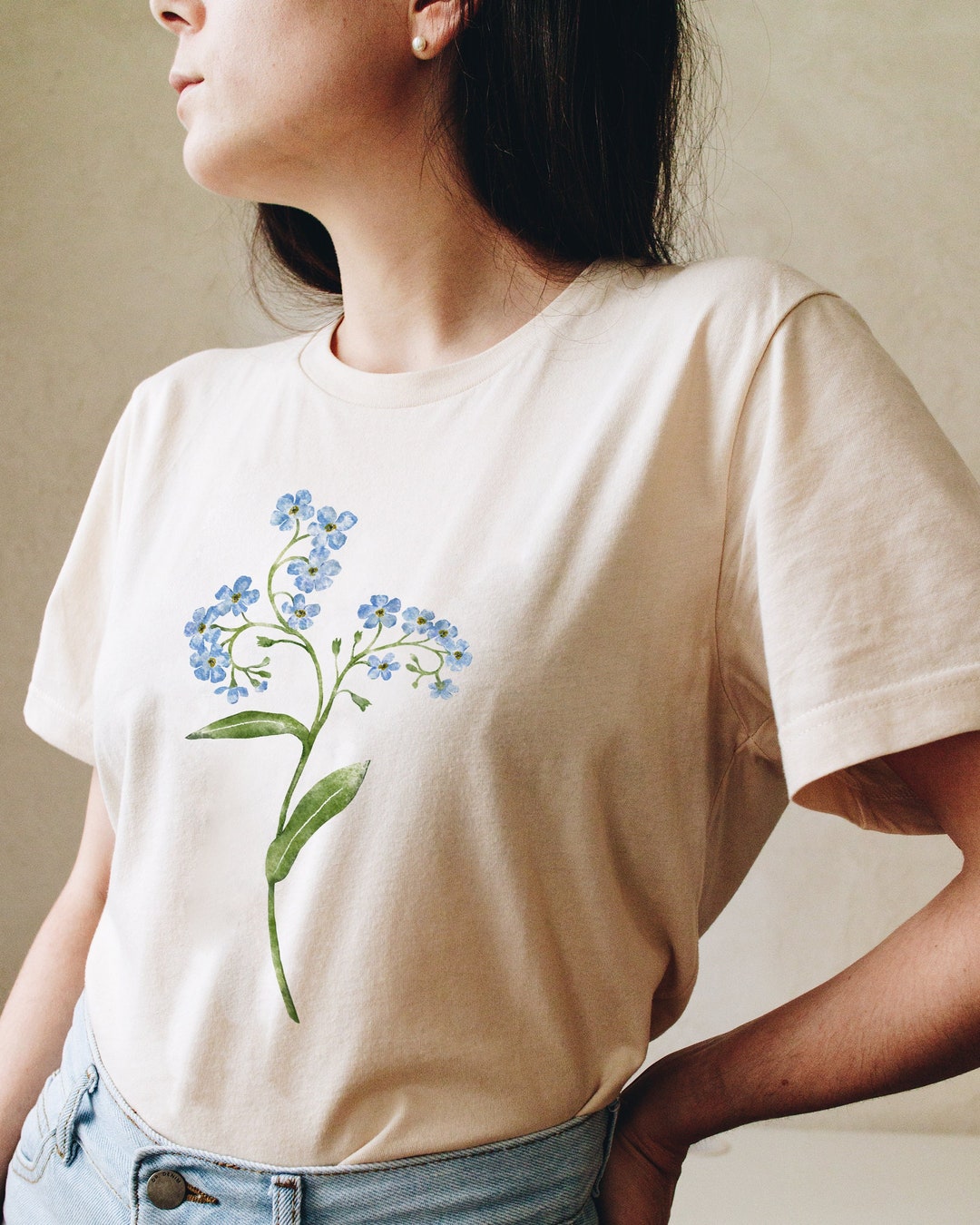 Forget Me Not Shirt-forget-me-not Flower Top. Watercolor Botanical ...