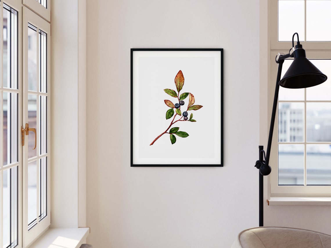 Huckleberry Botanical Print: Watercolor Wild Berry Forest Art - Etsy